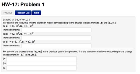 Solved For Each Of The Following Find The Transition Matrix Chegg Com