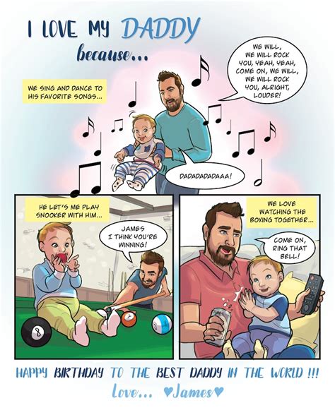 Super Dad Comic Strip Son Babe Daddy Birthday Etsy