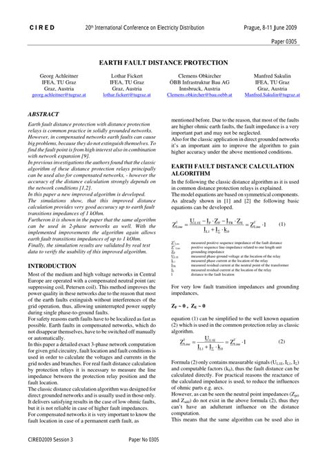 Pdf Earth Fault Distance Protection