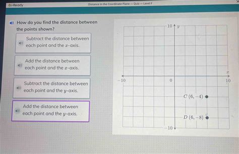 Solved I Ready Distance In The Coordinate Plane Quiz Level F How Do You Find The Distance