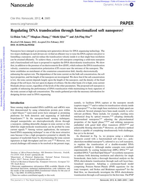 Pdf Regulating Dna Translocation Through Functionalized Soft Nanopores