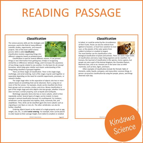 Classification Reading Comprehension Passage And Questions Printable Printablebazaar
