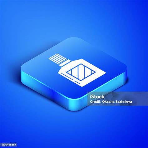 파란색 배경에 격리된 아이소메트릭 애프터면도 아이콘입니다 쾰른 스프레이 아이콘 남성 향수 병입니다 파란색 사각형 버튼입니다 벡터