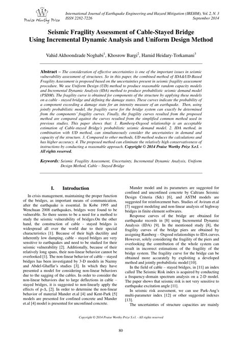 pdf seismic fragility assessment of cable stayed bridge using