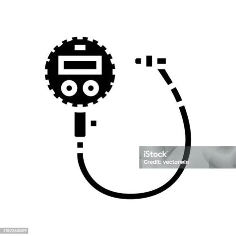 타이어 압력 게이지 액세서리 글리프 아이콘 벡터 일러스트 레이 션 계기판 측정기에 대한 스톡 벡터 아트 및 기타 이미지 계기판 측정기 벡터 상징 Istock