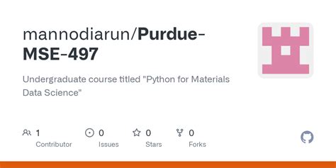 Github Mannodiarunpurdue Mse 497 Undergraduate Course Titled