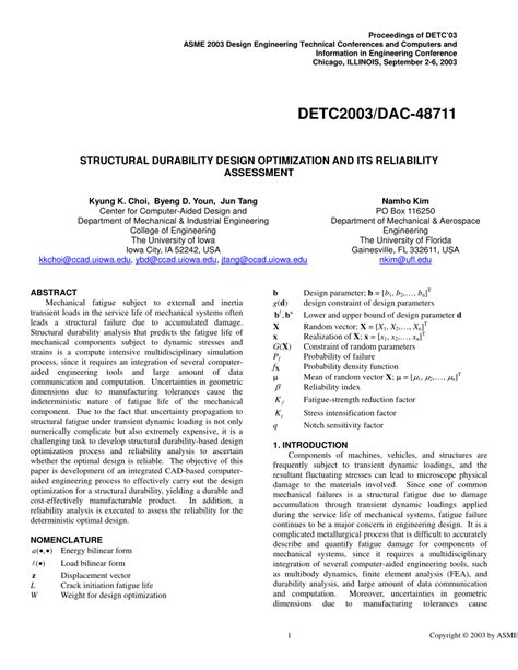 Pdf Structural Durability Design Optimization And Its Reliability Assessment