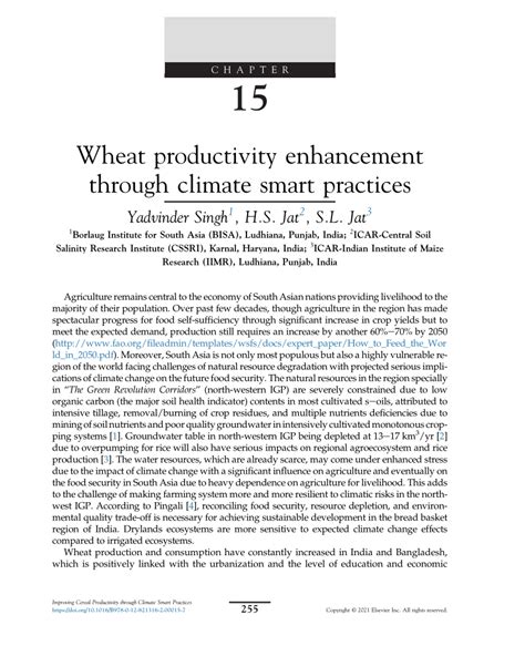 Pdf Wheat Productivity Enhancement Through Climate Smart Practices