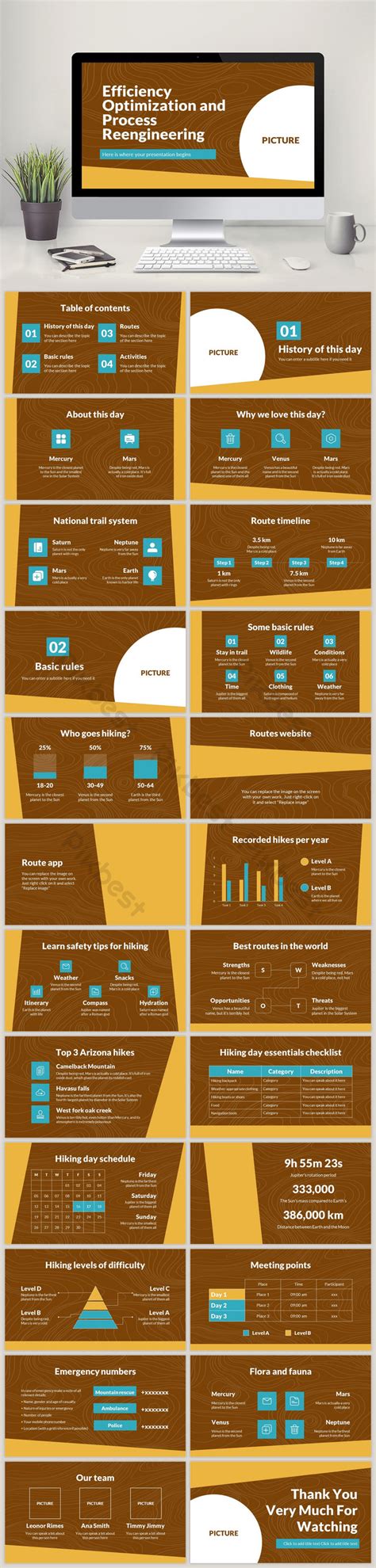 Efficiency Optimization And Process Reengineering Brown PowerPoint PPTX Template Free Download
