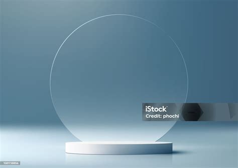 유리 원형 배경이 있는 3d 흰색 연단 원기둥에 대한 스톡 벡터 아트 및 기타 이미지 원기둥 유리 재료 3차원 형태 Istock
