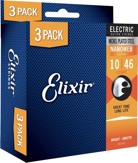Elixir Strings Electric Guitar Strings Nickel Plated Steel With Nanoweb Coating Longest