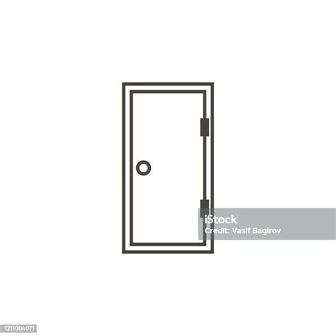 문 흰색 배경에 격리 된 트렌디 한 윤곽 스타일의 아이콘 웹 사이트 디자인 로고 앱 Ui에 대한 문 기호 벡터 일러스트레이션 Eps10 벡터 0명에 대한 스톡 벡터 아트 및