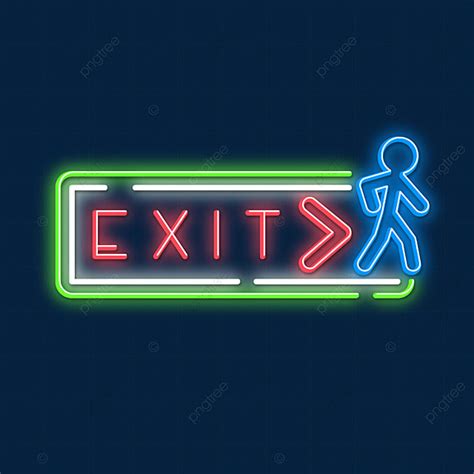 Neon Sign Effect Vector Hd Png Images Vector Exit Neon Sign Effect With Stickman Exit