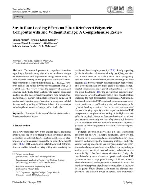 Pdf Strain Rate Loading Effects On Fiber Reinforced Polymeric Composites With And Without