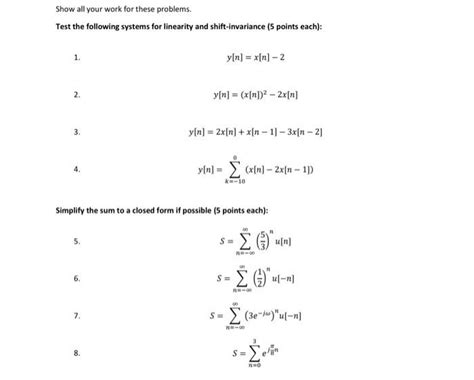 Solved Show All Your Work For These Problems Test The