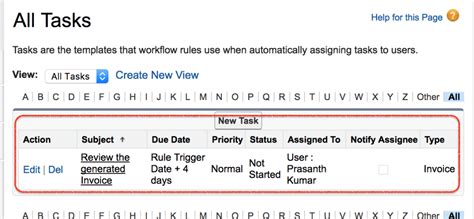 salesforce workflow actions tasks email alert field update