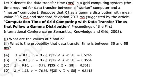 Solved Let X Denote The Data Transfer Time Ms In A Grid