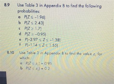 Solved Use Table 3 In Appendix B To Find The