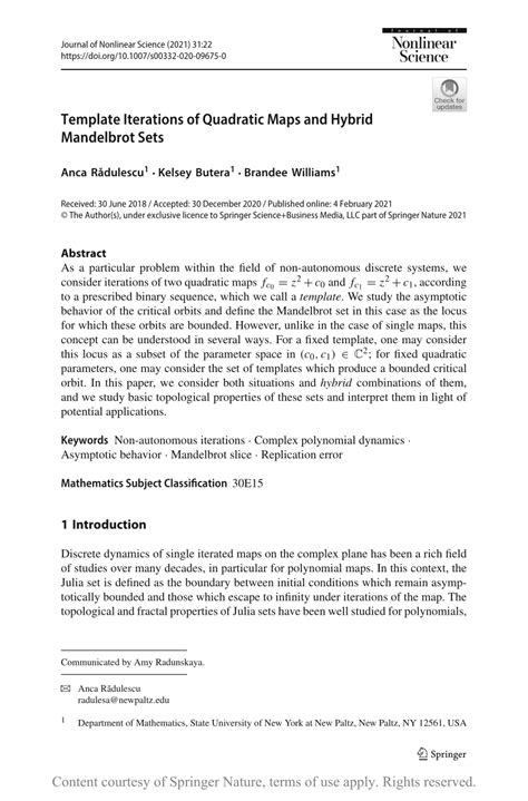 Template Iterations Of Quadratic Maps And Hybrid Mandelbrot Sets