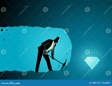 Businessman Digging And Mining To Find Treasure Stock Vector