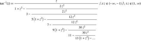 Inverse Tangent Continued Fraction Representations