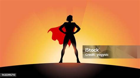 벡터 여성 슈퍼 히어로 실루엣 파워 포즈 스톡 일러스트 레이 션에 서 슈퍼히어로에 대한 스톡 벡터 아트 및 기타 이미지 슈퍼
