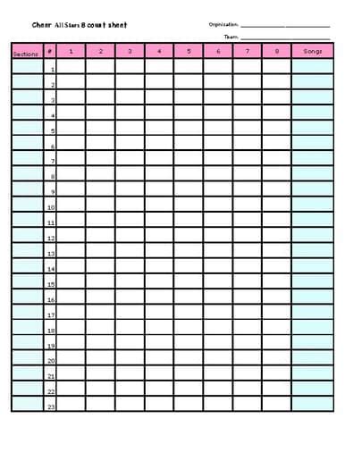 Cheer 8 Count Sheets By Be Elite On The Mat And Media Tpt