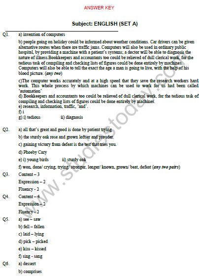 Cbse Class 6 English Sample Paper Set A