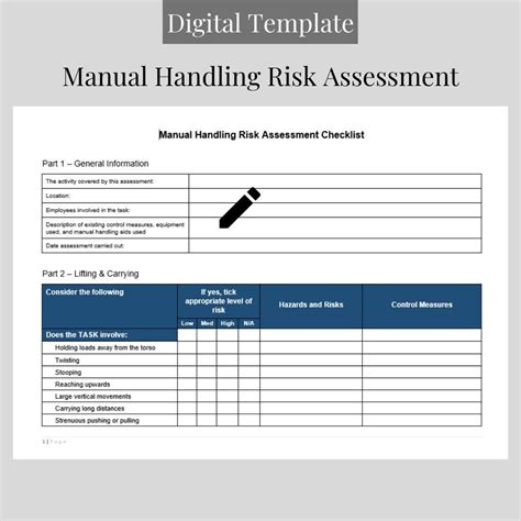 Editable Manual Handling Risk Assessment Template Osha Compliant