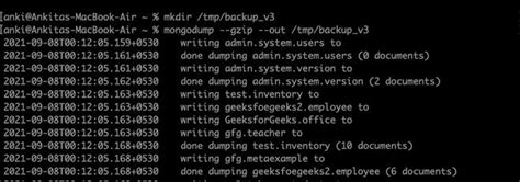 how to back up and restore a mongodb database geeksforgeeks