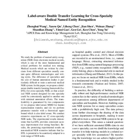 Label Aware Double Transfer Learning For Cross Specialty Medical Named