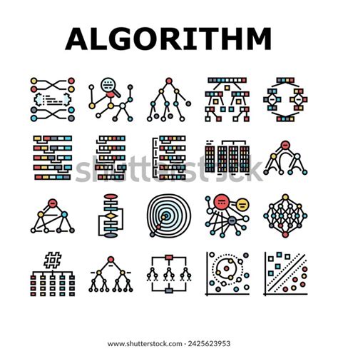Algorithm Data Technology Ai Icons Set Stock Vector Royalty Free