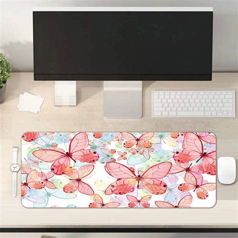 나비 패턴 게임용 마우스 패드 미끄럼 방지 대형 Pu 가죽 매트 방수 사무용 컴퓨터 책상 매트 게이머 액세서리 기가팩토리