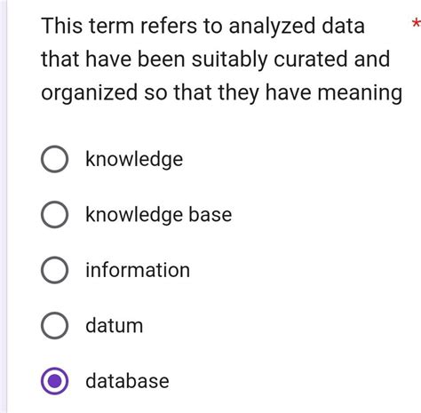Solved This Term Refers To Analyzed Data That Have Been
