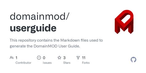 github domainmod userguide this repository contains the markdown files used to generate the