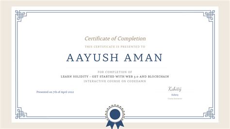 Aayush Amans Certification For Learn Solidity Get Started With Web 30 And Blockchain Codedamn