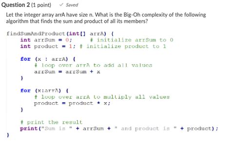 Solved Let The Integer Array ArrA Have Size N What Is The Chegg Com