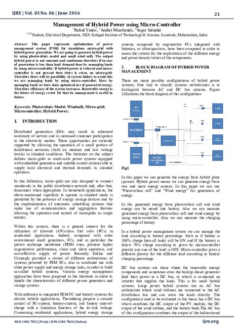 Pdf Management Of Hybrid Power Using Micro Controller
