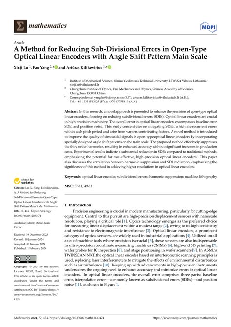 Pdf A Method For Reducing Sub Divisional Errors In Open Type Optical