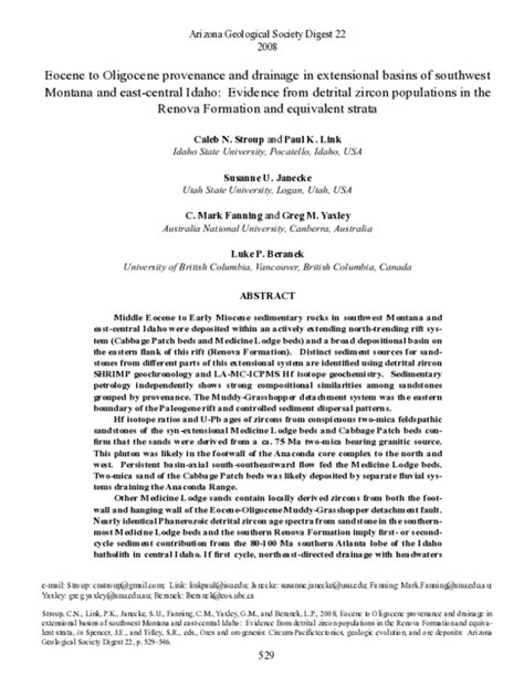 Pdf Eocene To Oligocene Provenance And Drainage In Extensional Basins Of Southwest Montana And