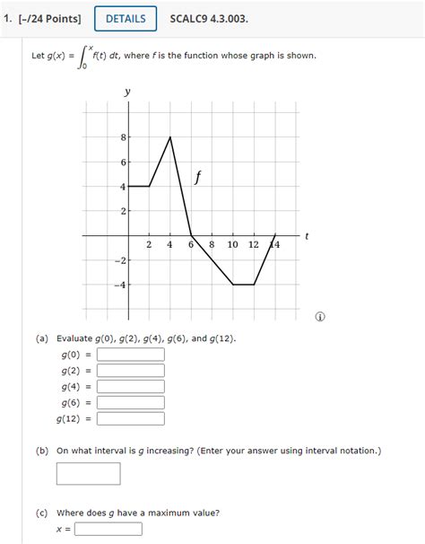 Solved Let G X 0xf T Dt Where F Is The Function Whose Chegg Com