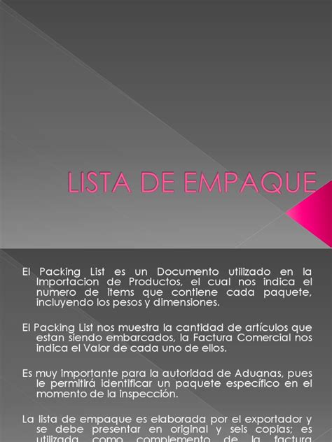 Guía Sobre La Lista De Empaque Pdf El Comercio Internacional Factura