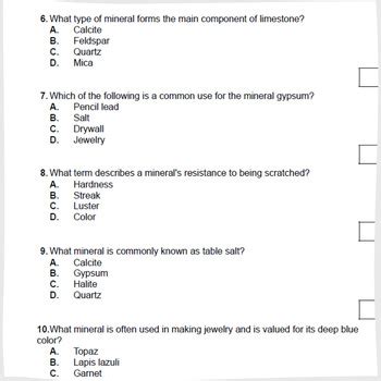 60 Earth Science Supplementary Questions Properties Of Earth Materials