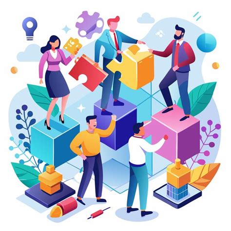 Teamwork Building Blocks Collaboration Innovation Success Premium Ai Generated Vector