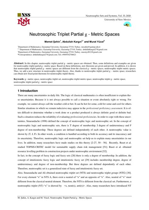 Pdf Neutrosophic Triplet Partial G Metric Spaces