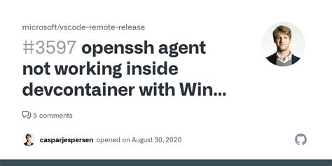 Openssh Agent Not Working Inside Devcontainer With Win10 2004 And Wsl2 · Issue 3597 · Microsoft