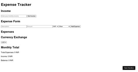 Expense Tracker Forked Codesandbox