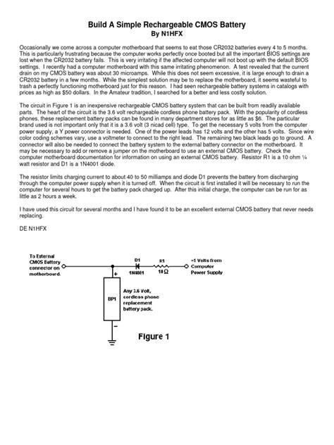 Rechargable Cmos Battery N1hfx Pdf Rechargeable Battery Resistor