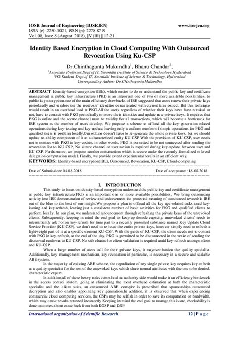 Pdf Identity Based Encryption In Cloud Computing With Outsourced Revocation Using Ku Csp