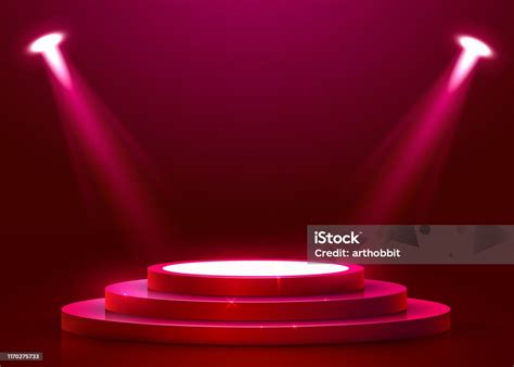 스포트라이트와 조명 추상 라운드 연단 시상식 컨셉 무대 배경 0명에 대한 스톡 벡터 아트 및 기타 이미지 0명 3차원 형태 Championship Istock
